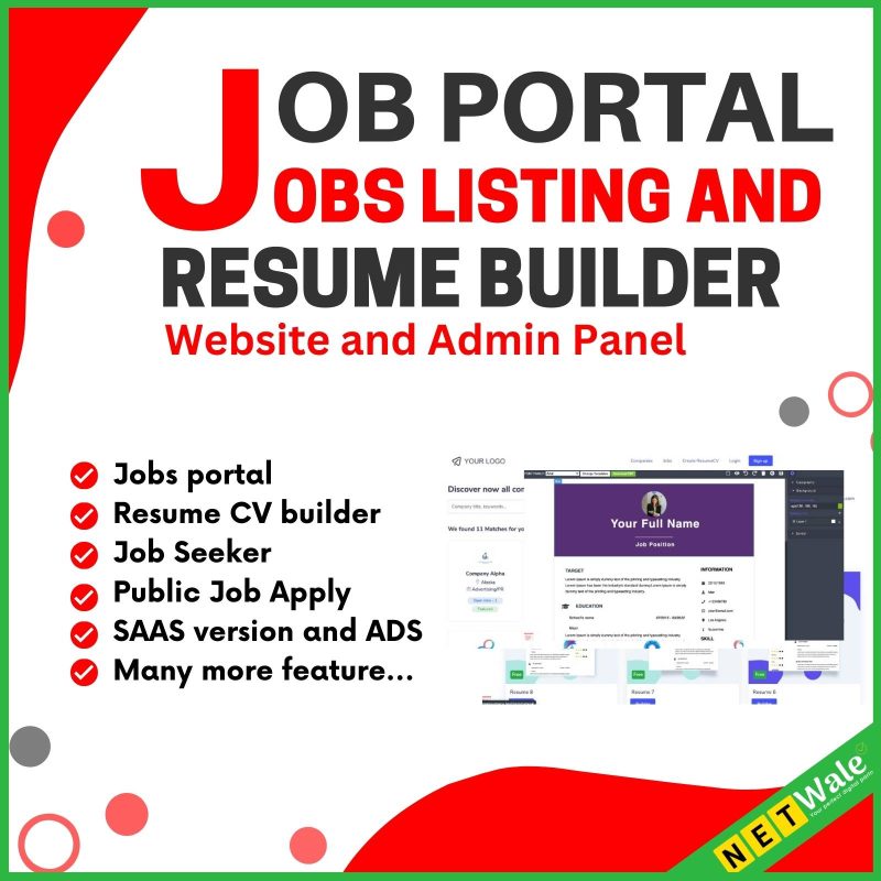 Job Portal - Jobs Listing and Resume Builder - Website and Admin Panel ...