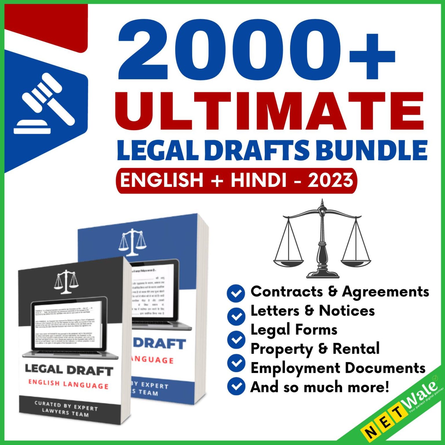 2000+ Ultimate Legal Drafts Bundle English + Hindi - 2023 - Netwale.com