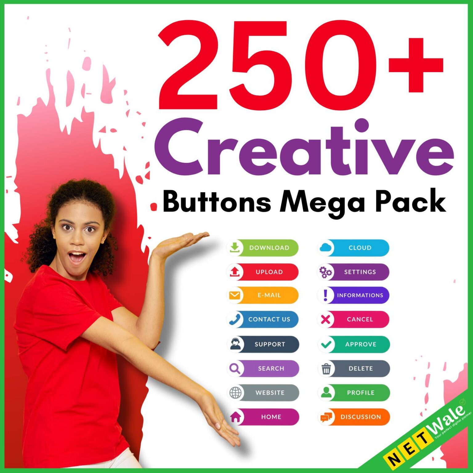 250+ Creative Buttons Mega Pack - Netwale.com