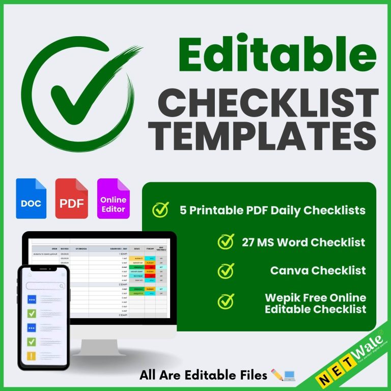Editable Checklist Templates - Netwale.com